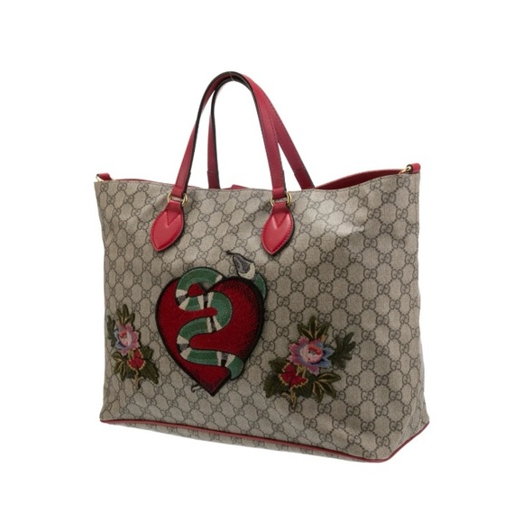 Gucci | Bags | Gucci Gg Supreme King Snake Heart Soft Tote | Poshmark